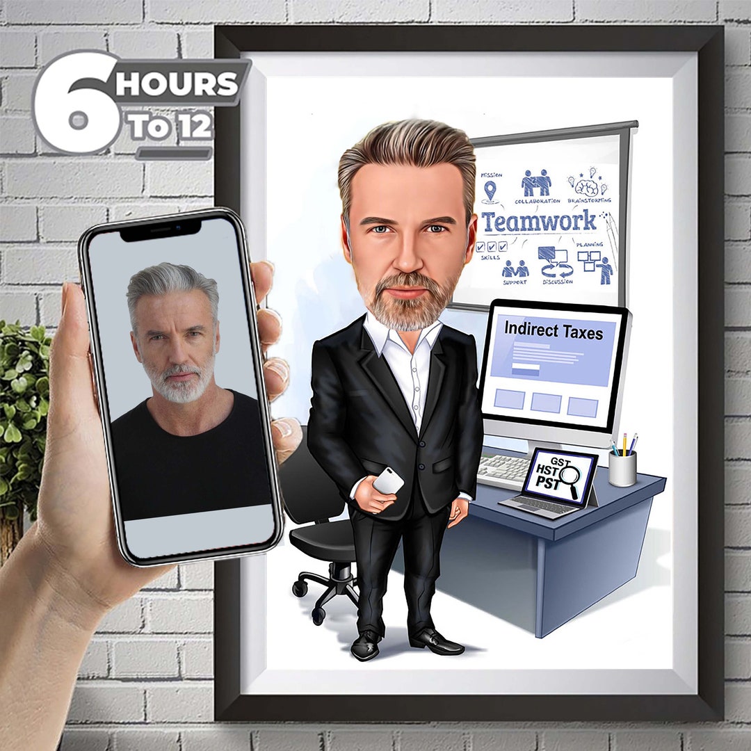 Caricature for Man in Office, Office Caricature, Personalized Office ...