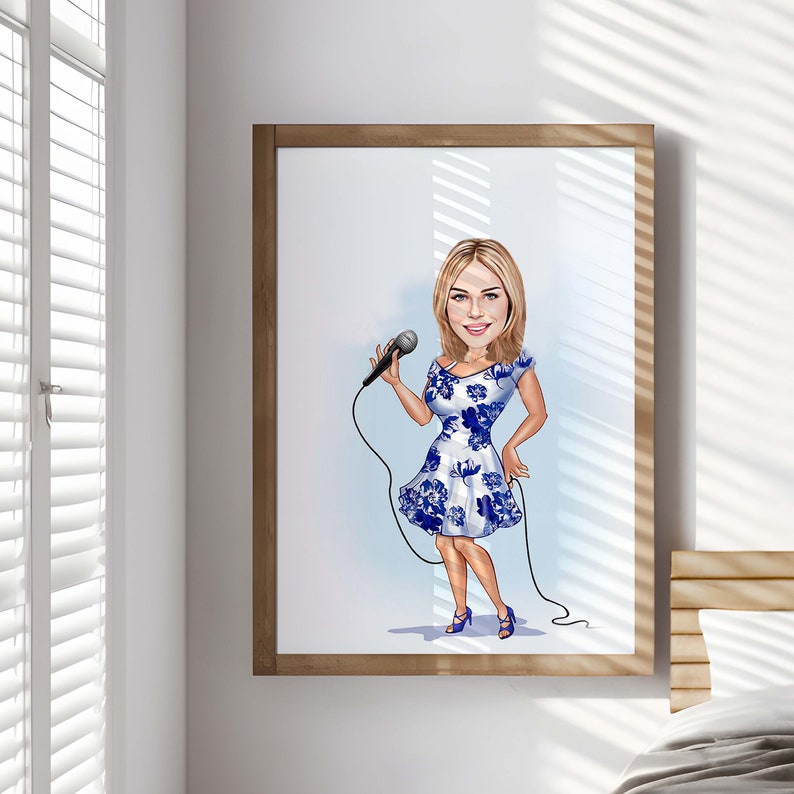 Custom Female Singer Caricature,cartoon Portrait, Gift for Singer ...