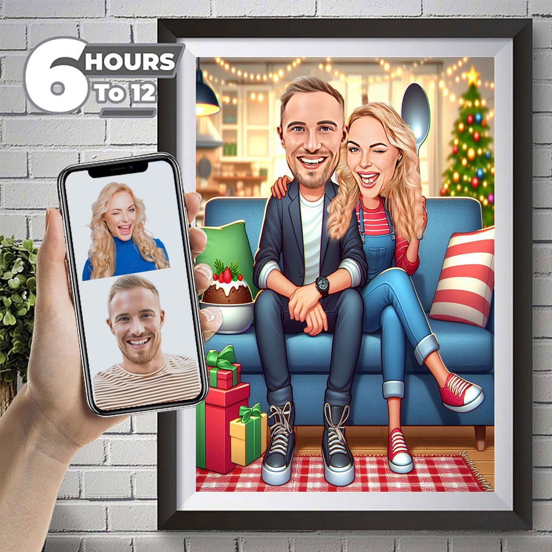 Custom Couple Cartoon Portrait, Couple Portrait, Couple Caricature ...