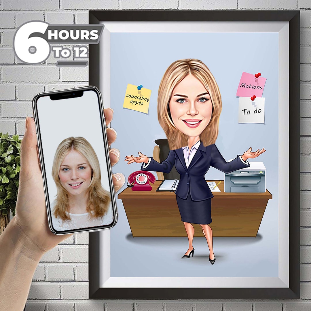 Custom Female Boss Cartoon Portrait, Boss Portrait, Gifts for Boss ...