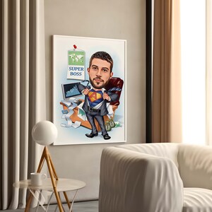 Custom Super Boss Cartoon Portrait, Personalized Caricature (digital ...