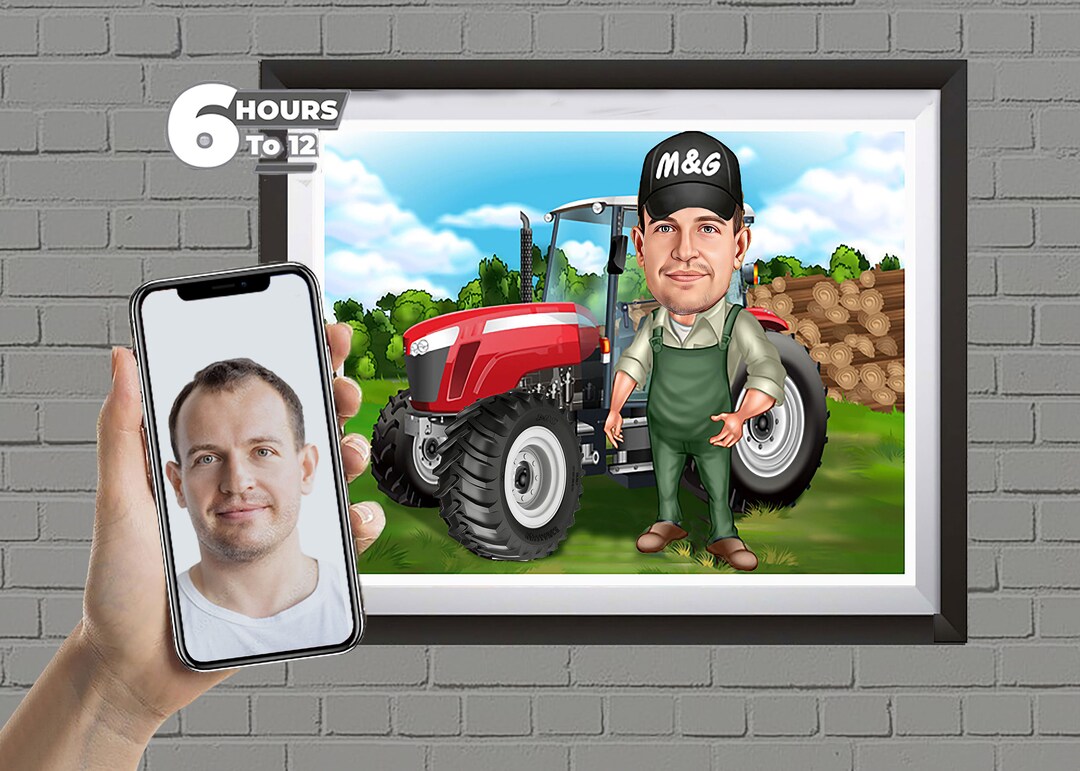 Personalized Farmer Caricature - Custom Funny Farmer Cartoon Portrait ...
