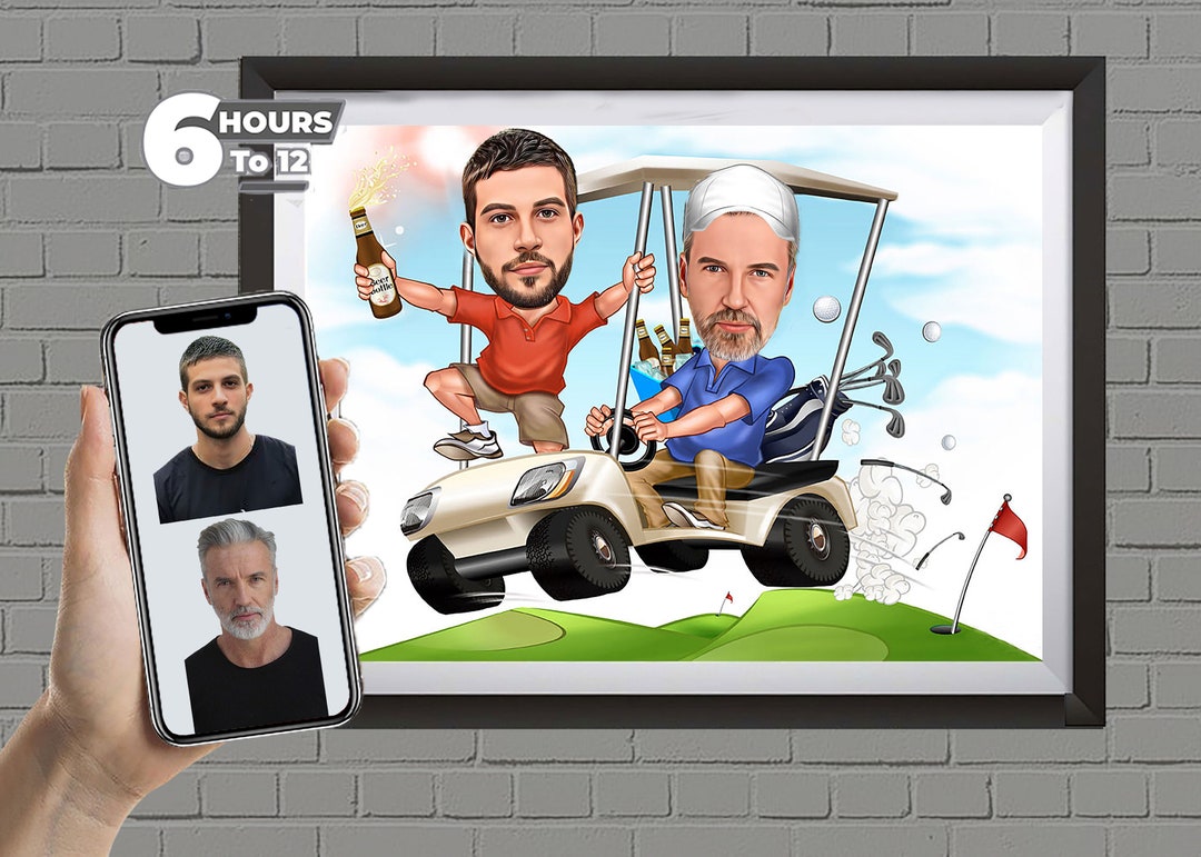 Personalized Golfer Cartoon Best Friend Gifts Caricature From Photo ...