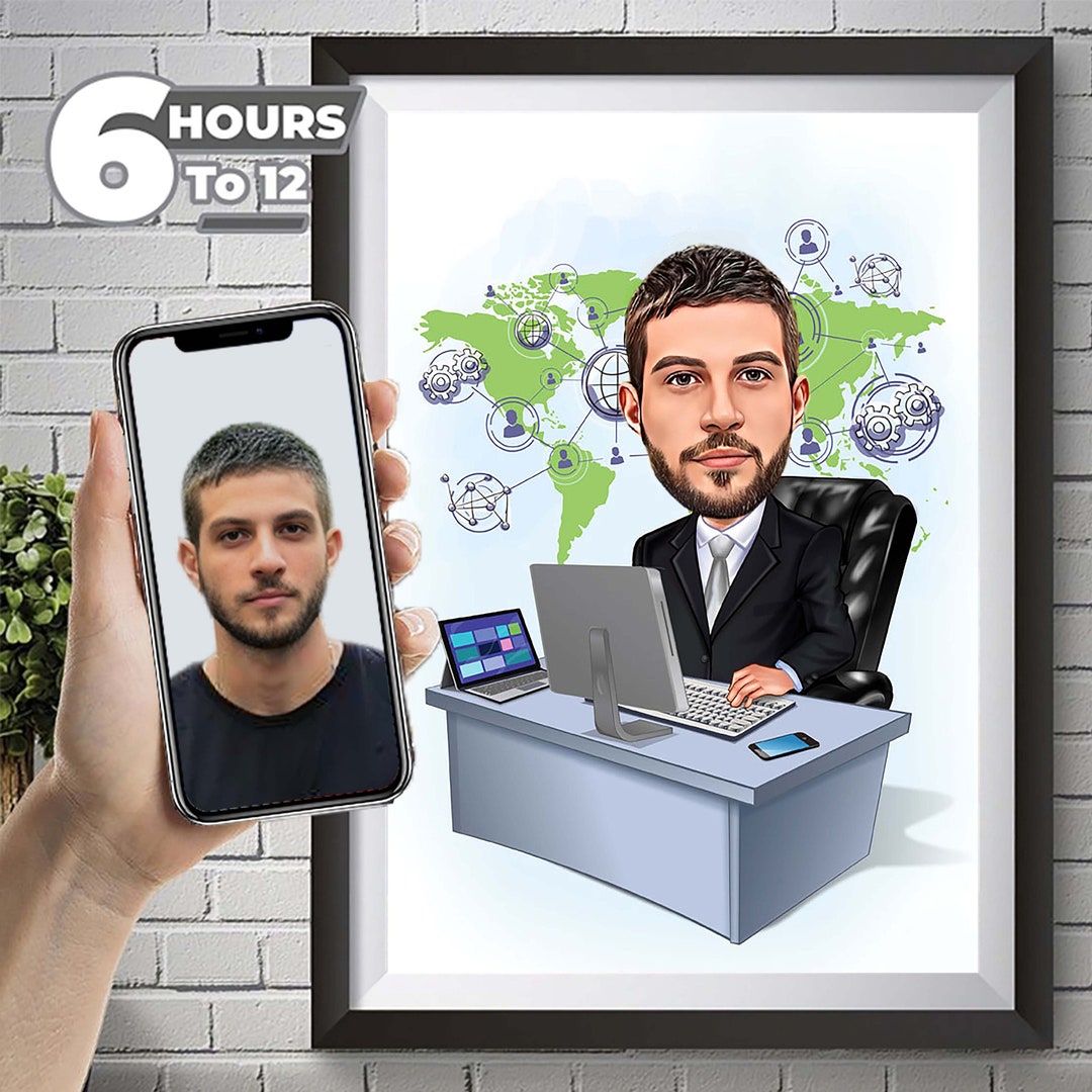 Custom Boss Caricature From Photo, Boss Gift for Men, Boss Cartoon ...