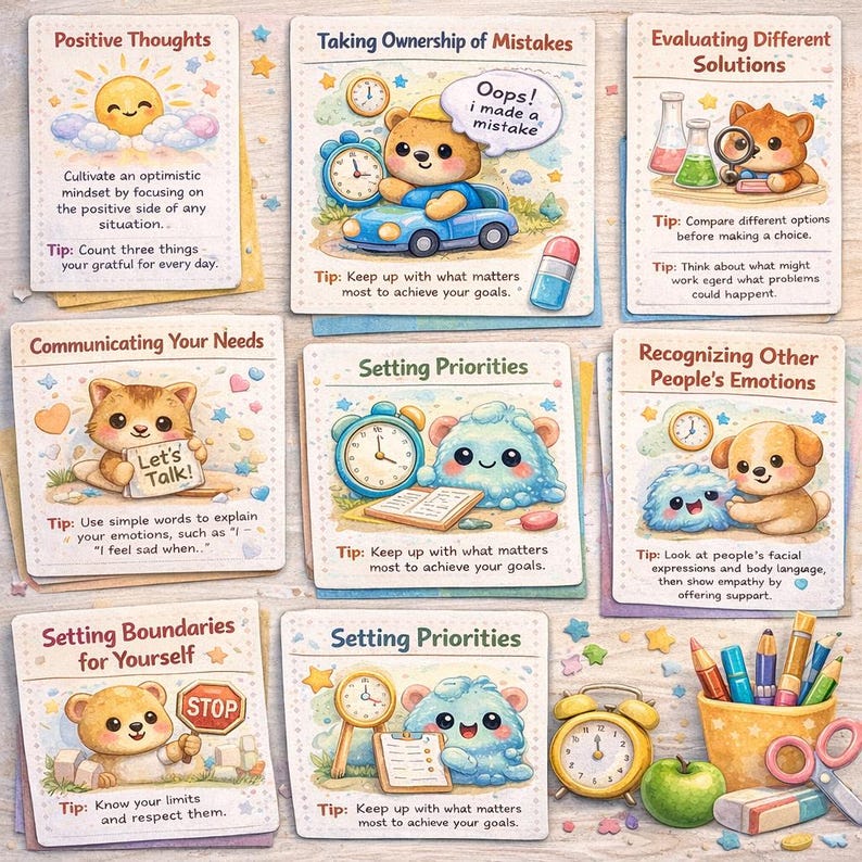 Executive Functioning Printable Cards for Kids, ADHD Routine Cards ...
