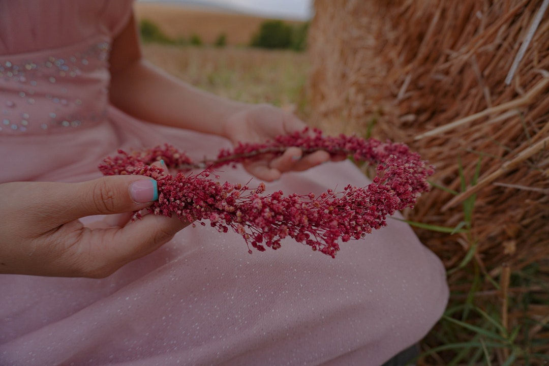 Gypsum Hair Wreath, Dried Flower Hair Wreath, Wedding Hair Accessory ...