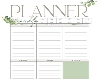 Eucalyptus Weekly Planner, Digital Download, Printable PDF - Etsy