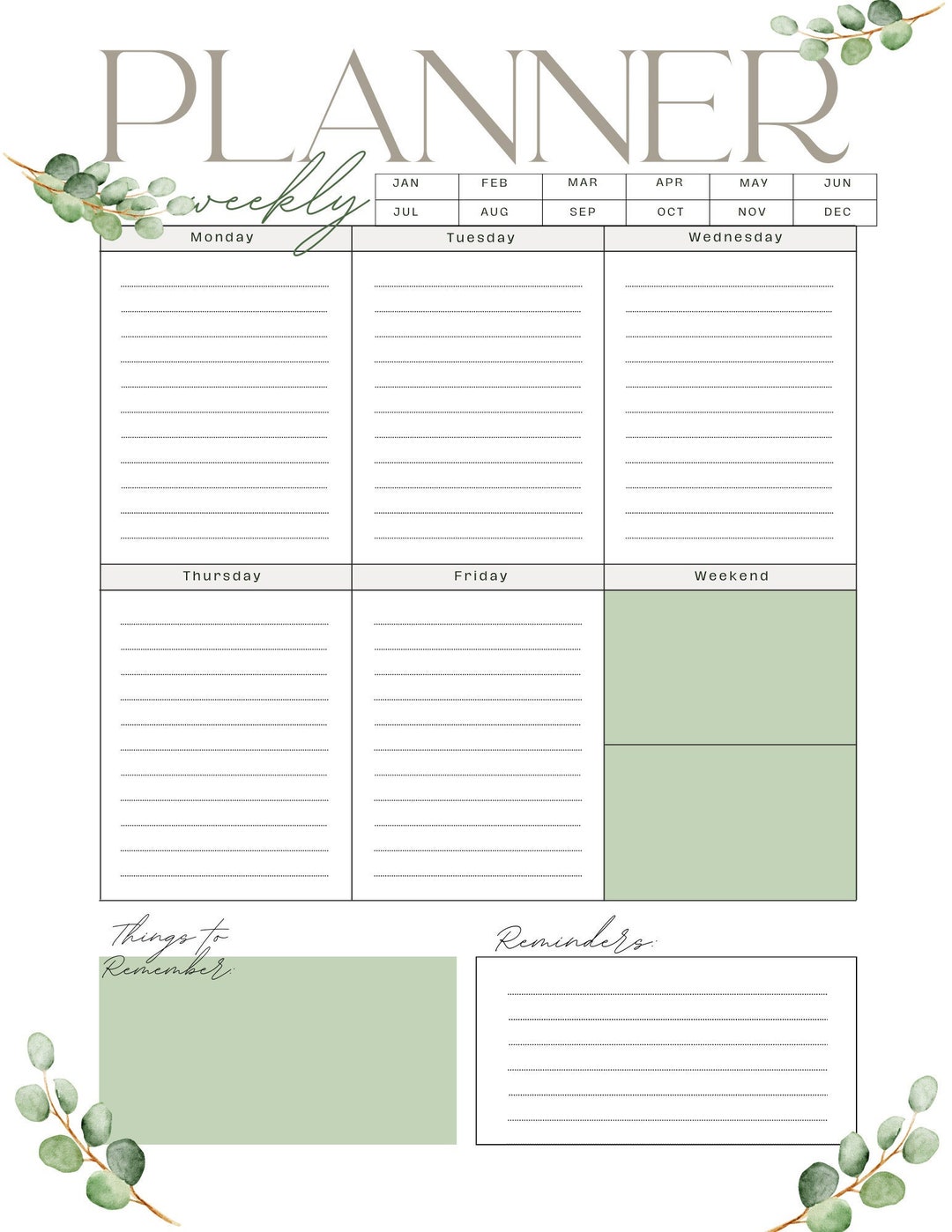 Weekly Planner Digital Download - Etsy