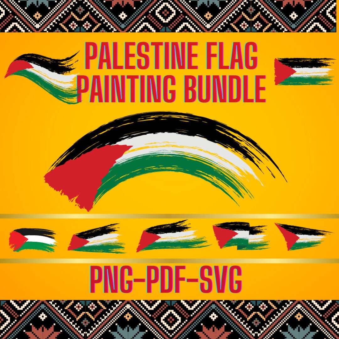 Palestine Flag Brush Style Painting Bundle Svg ,png ,pdf Authentic ...