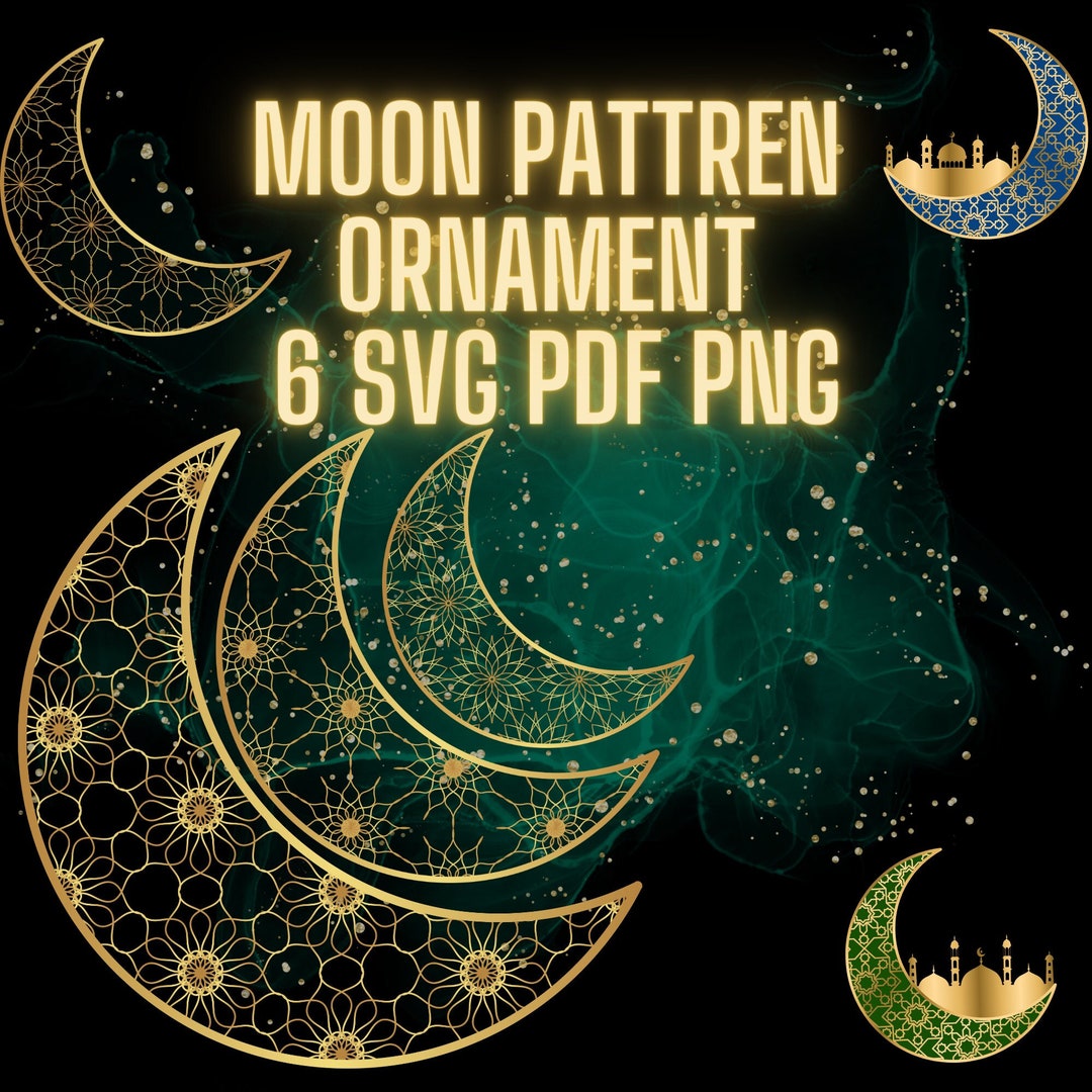 Gold Moon Pattern Ornaments Svgs - Eid Moon Svg- Turkish Svg Ornaments ...