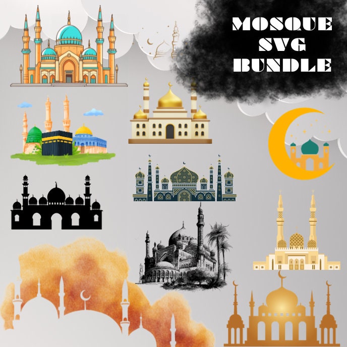 Islamic Mosque SVG Bundle Vol 1, Mosque Vector, Mosque Svg, Islamic ...