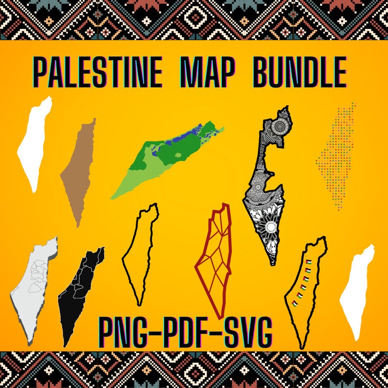 Palestine Map Svg Bundle_ 15 MAPS Png , Svg and Pdf - Etsy