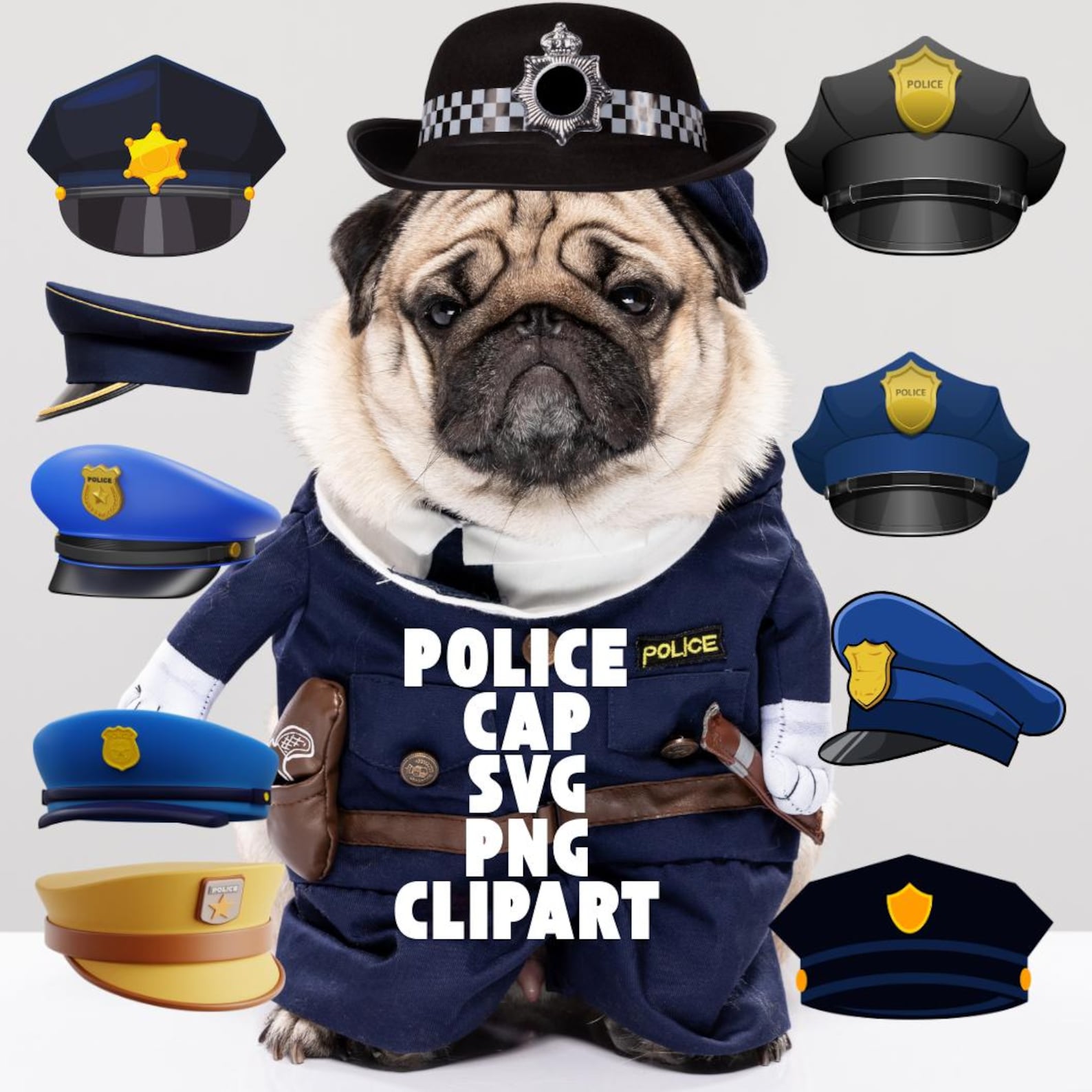 Police Cap Clipart: Officer Hat SVG PNG (digital Download) - Etsy
