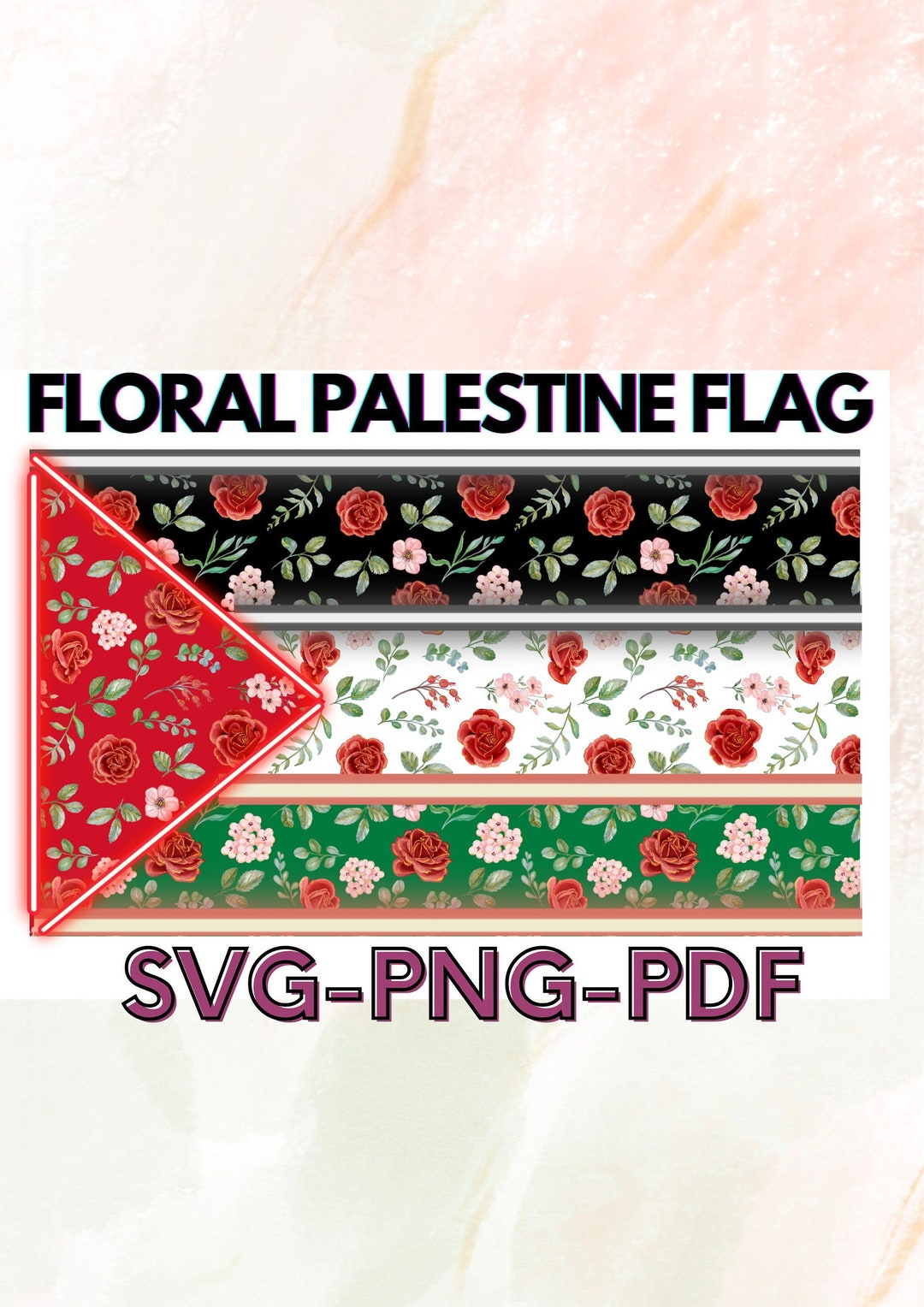 Floral Flag of Palestine SVG PNG PDF Famous Flag of Palestine With ...