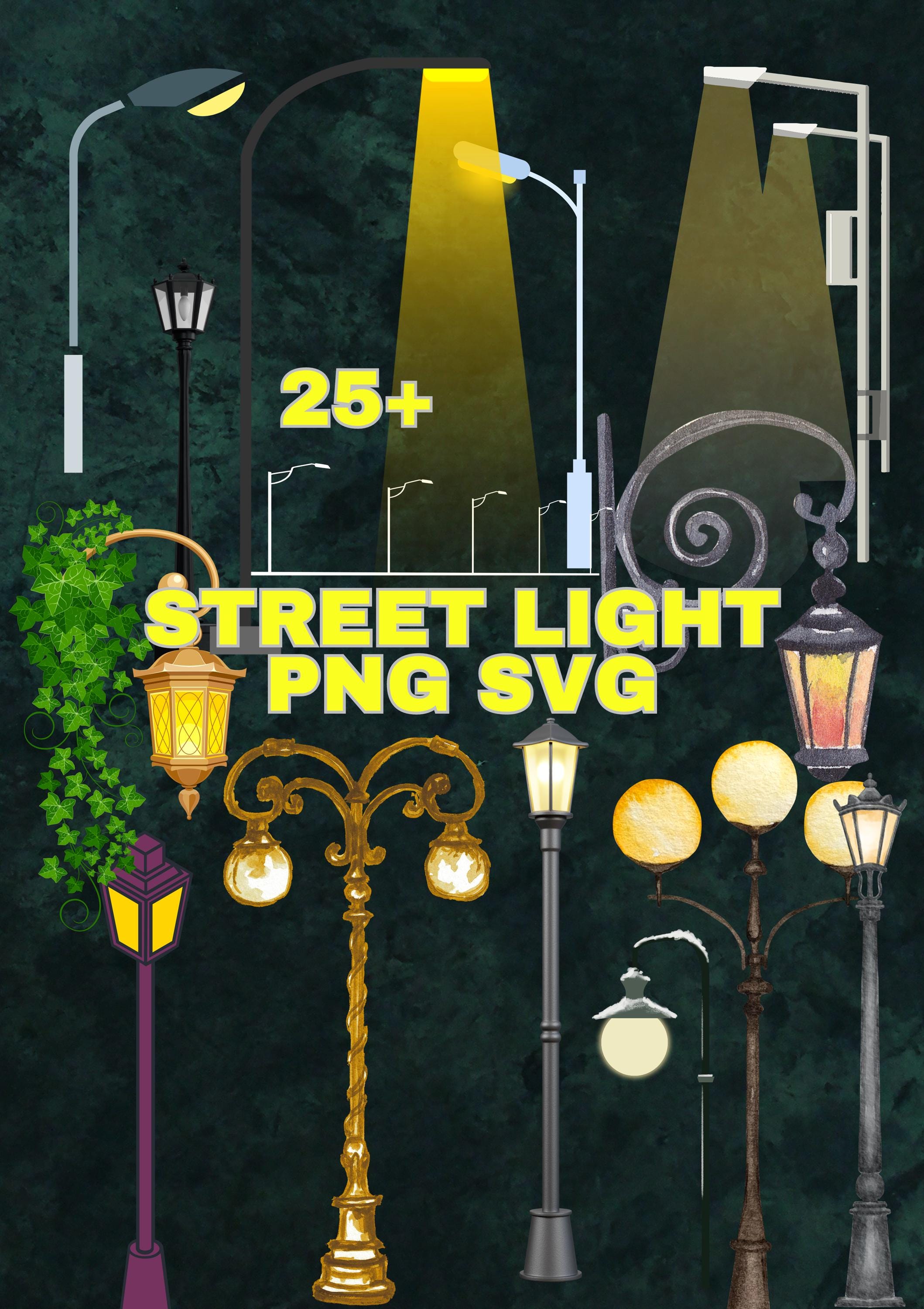 Street Light Clipart, Street Lamps Svg Png, 25 Plus Aesthetic Road Bulb ...
