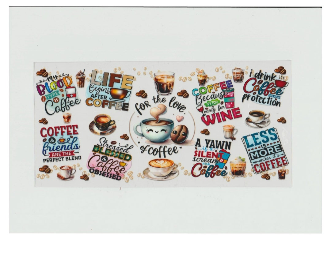 UV DTF 16oz Cup Wrap, Ready to Apply Full Color Transfers, Waterproof ...