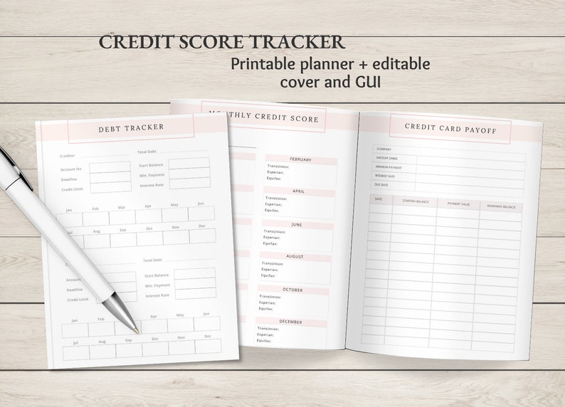 Credit Score Planner Printable Set, Credit Score Trackers, Money Goals ...