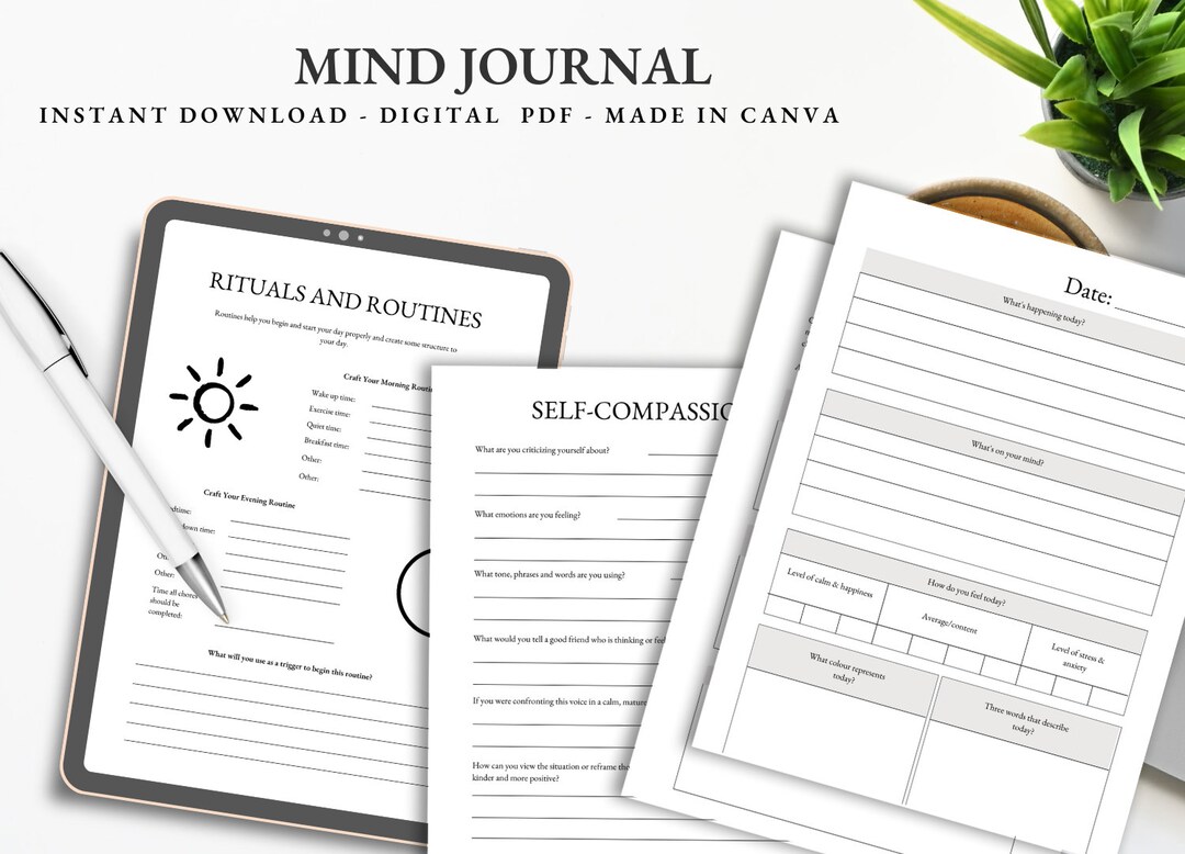 Minimalist Daily Digital Journal, Digital Diary, Mindfulness Journal ...