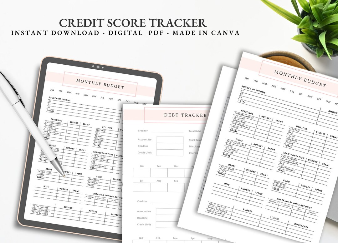 Credit Score Planner Printable Set, Credit Score Trackers, Money Goals ...