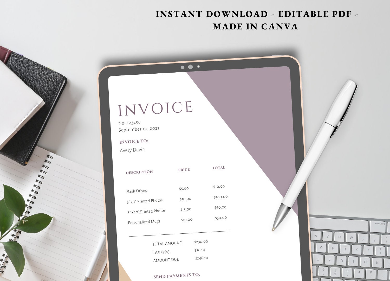 MODERN INVOICE TEMPLATE | Invoice Template Canva | Invoice Template ...