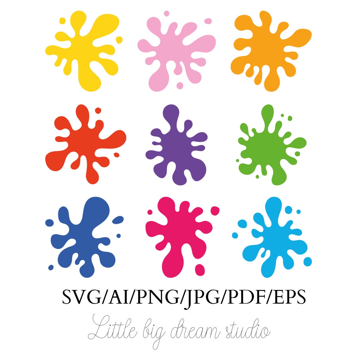 Paint Splatter SVG, Bundle, Paint Splats Svg, Paint Svg, Clipart ...