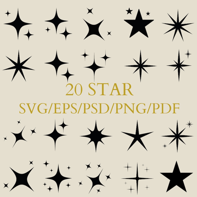 Star Svg, Sparkle Star Svg, Star Png, Sparkle Star SVG Bundle, Star Clipart, Star Cricut Fİle ...
