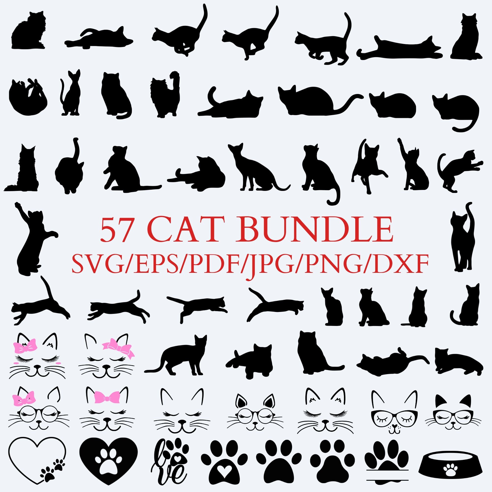 Cat Silhouette, Cat SVG, Cat Head SVG, Cat Face SVG, Cat Cut Files for ...