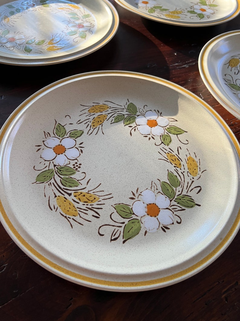 MCM Hearthside Garden Festival Stoneware Vintage Dinner Plate Set ...