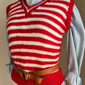 Vintage Red and White Striped Knit Vest - Etsy