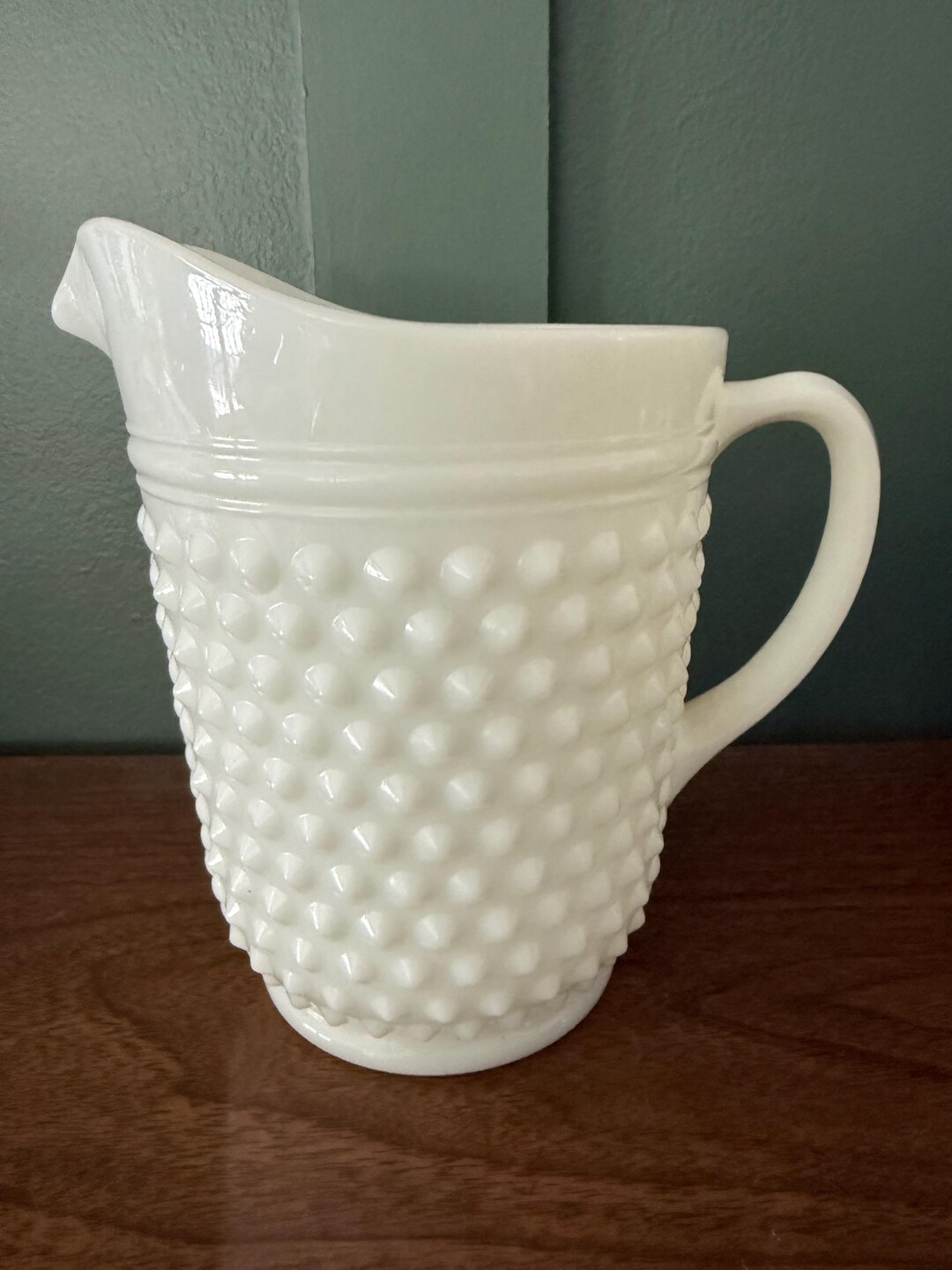 Milk Glass Hobnail Drink Pitcher - Etsy