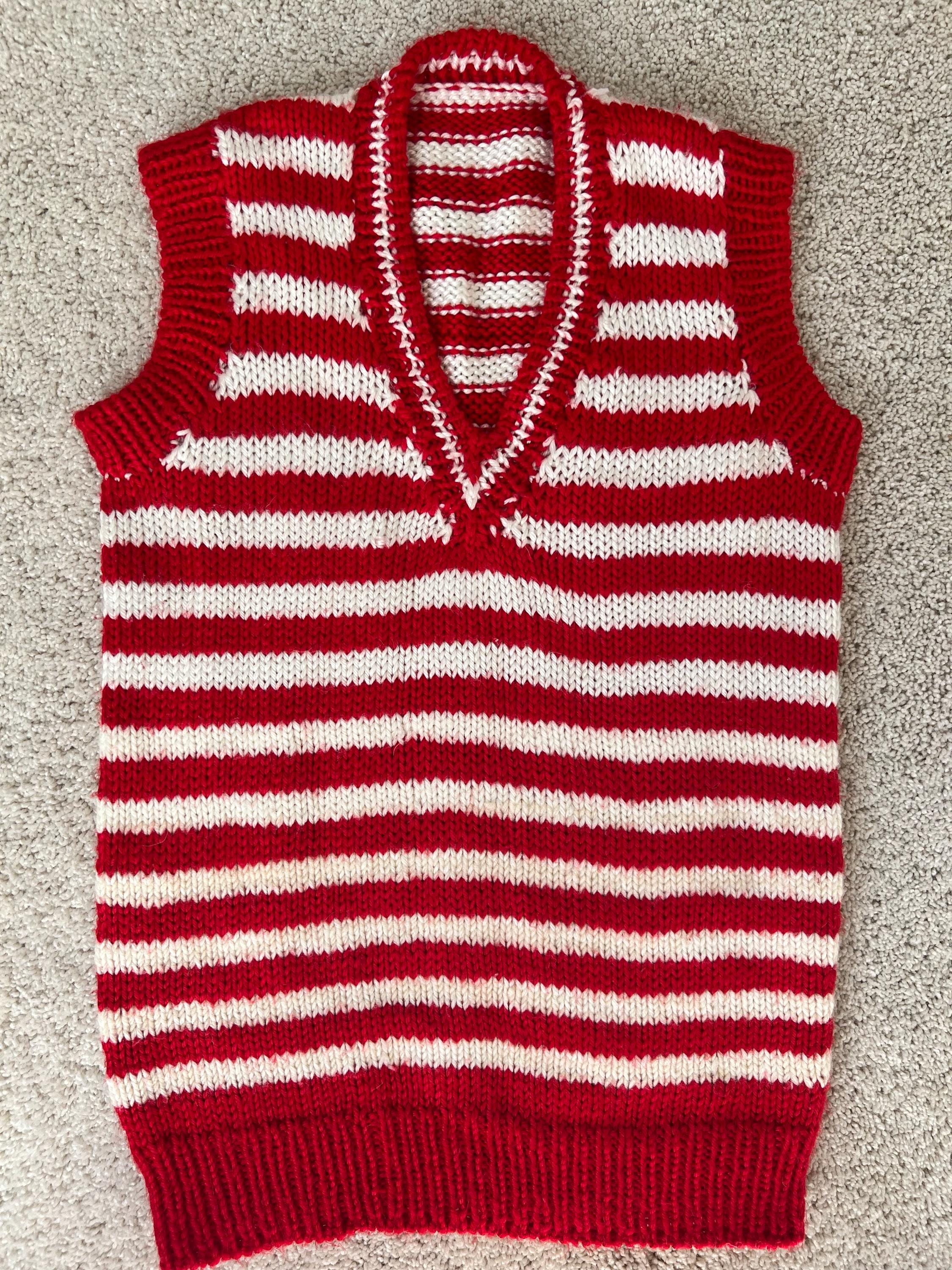 Vintage Red and White Striped Knit Vest - Etsy
