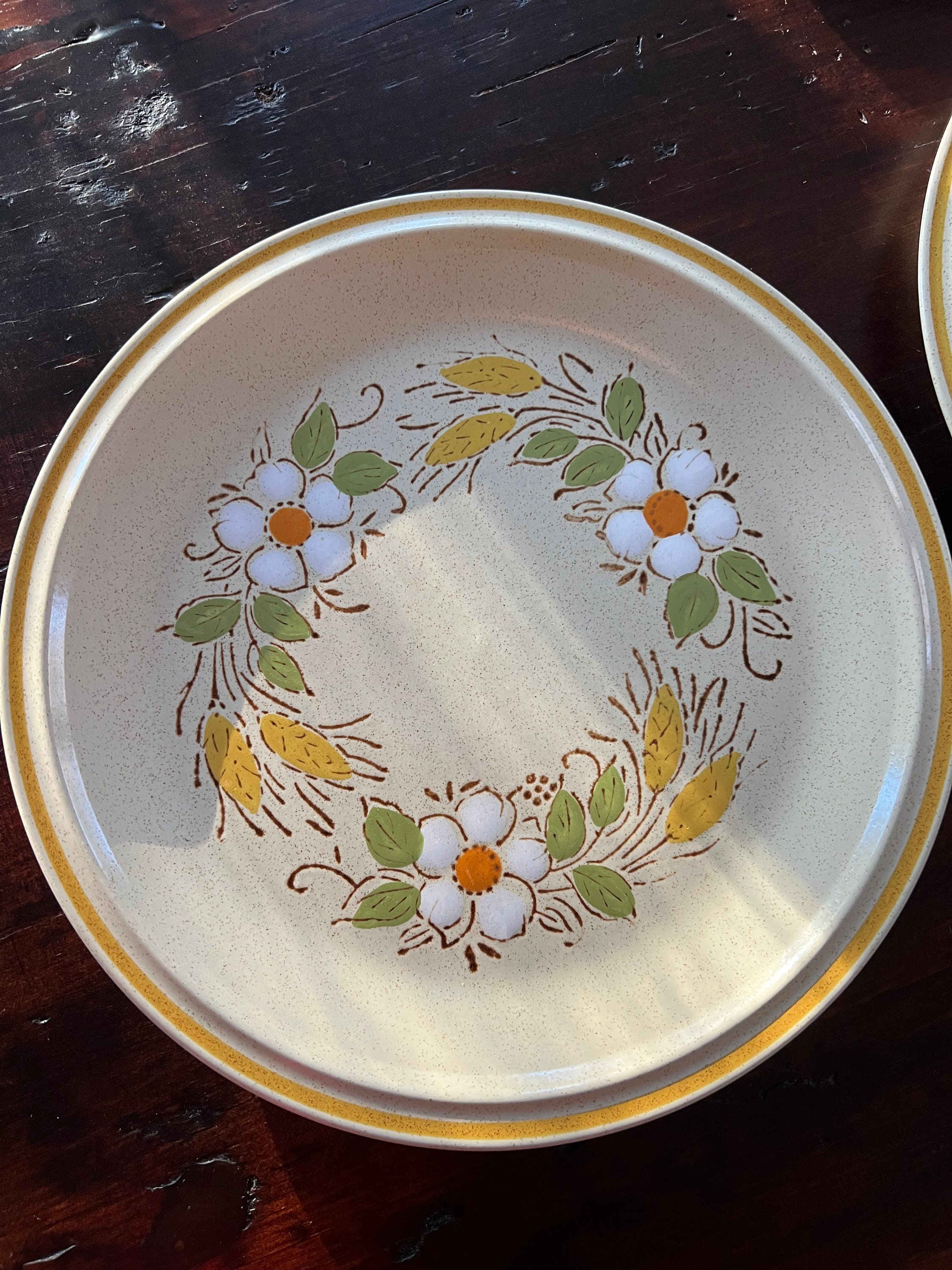 MCM Hearthside Garden Festival Stoneware Vintage Dinner Plate Set ...