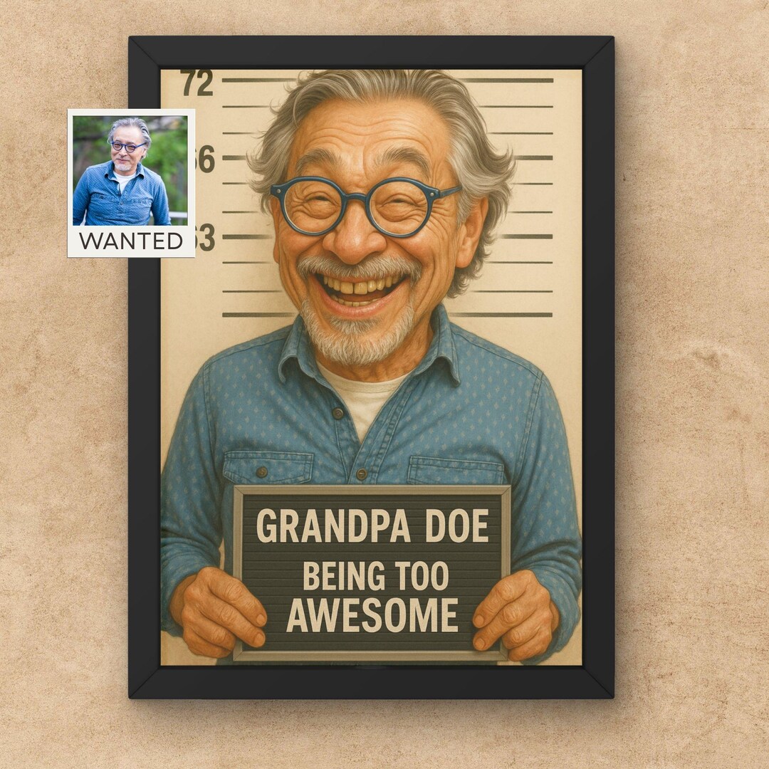 Wanted Mugshot Custom Portrait, Mugshot, Mugshot Gift, Custom Mugshot ...
