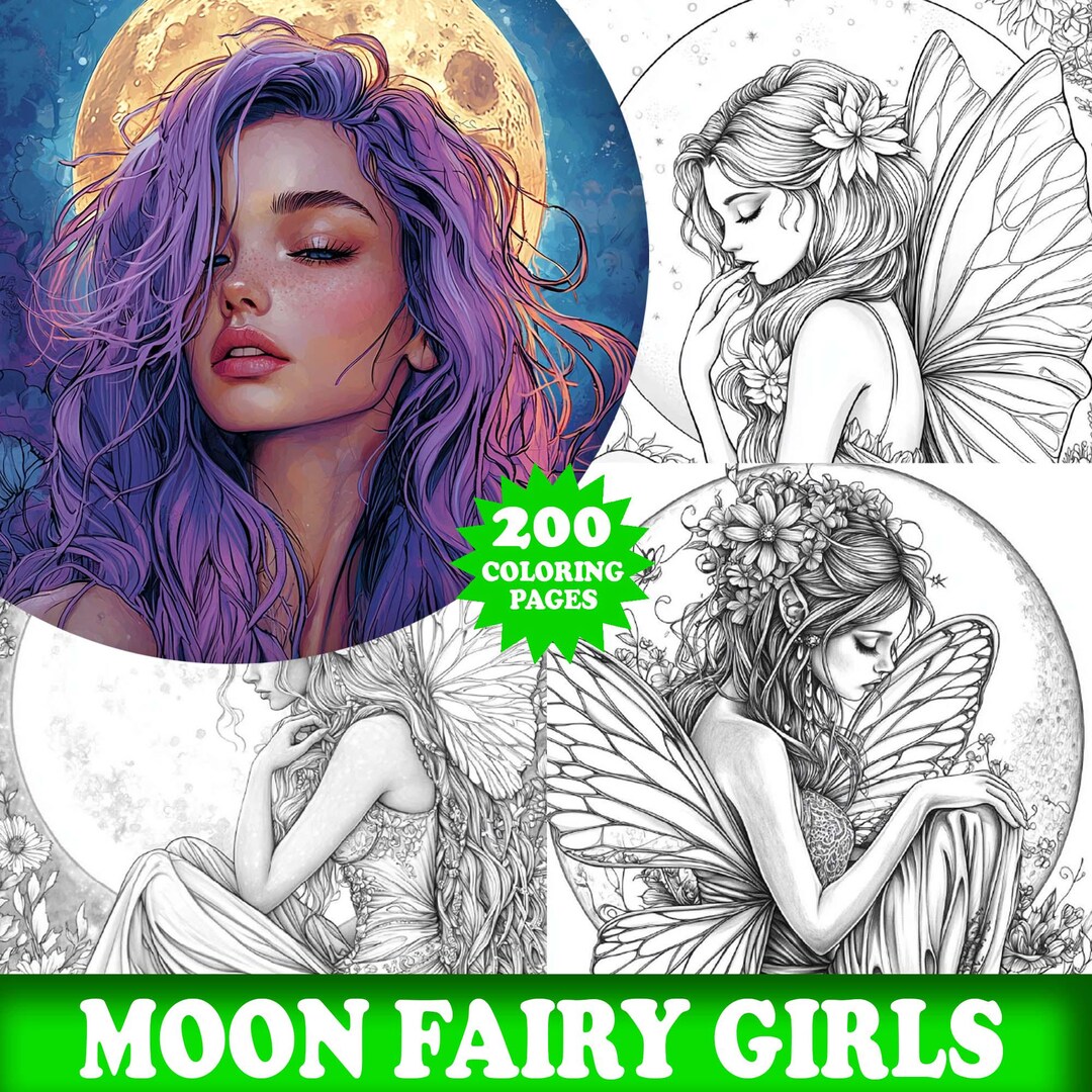Moon Fairy Girls Coloring, Girls Coloring Pages, Moon Coloring Book ...