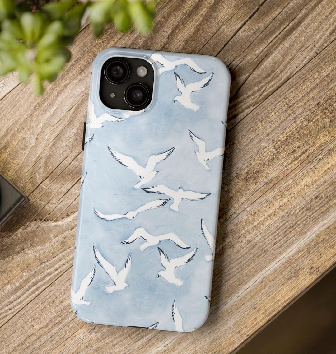 Blue/white Seagull Phone Case, Ocean Beach Sea Bird, Gift for Teenage ...