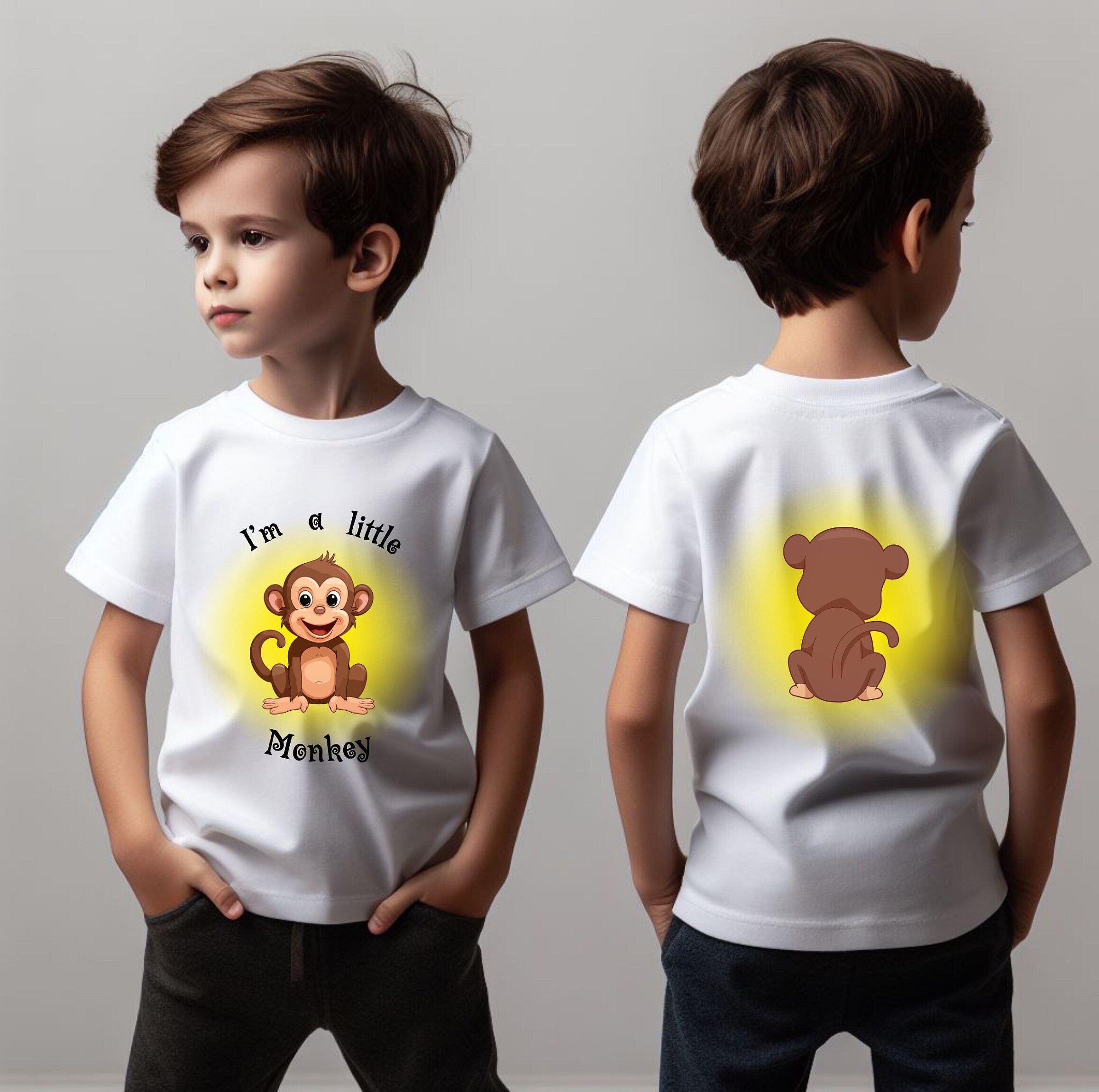 I’m A Little Monkey Front and Back Kids Unisex T-shirt, Cute Fun Tee ...