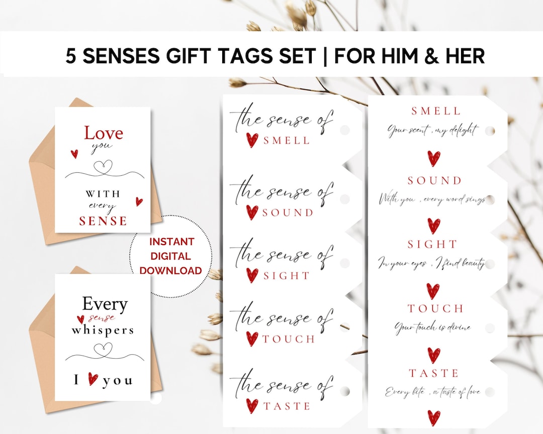 5 Senses Gift Tags Set for Him and Her Digital Download & Printable - Etsy