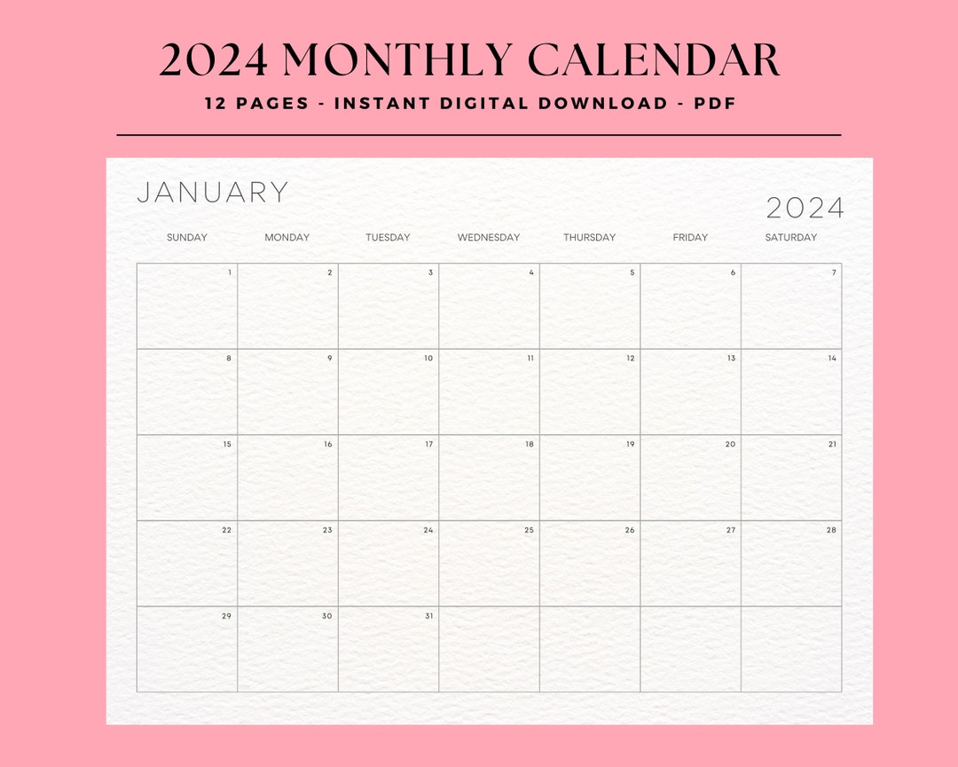 2024 Monthly Planner Printable PDF - Etsy