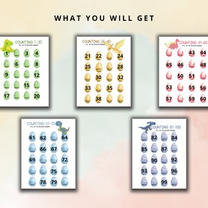 Dinosaur Counting Worksheet | Preschool Printable Numbers 1-100 ...