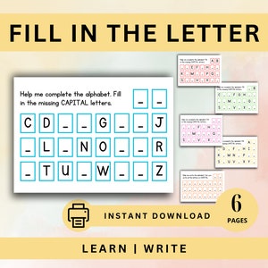 Alphabet Worksheet | Alphabet Printables | Missing Capital Letters ...