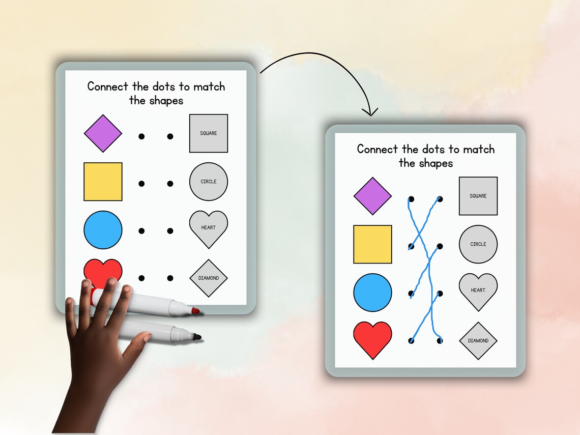 Shape Matching Worksheet Preschool Shapes Shapes Activity - Etsy