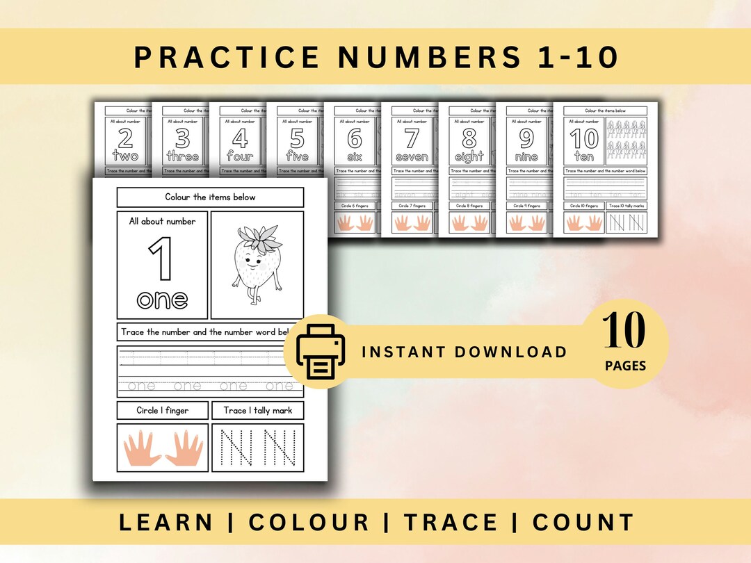 Writing Numbers 1-10 Practice | Preschool Worksheets | Learning Numbers ...