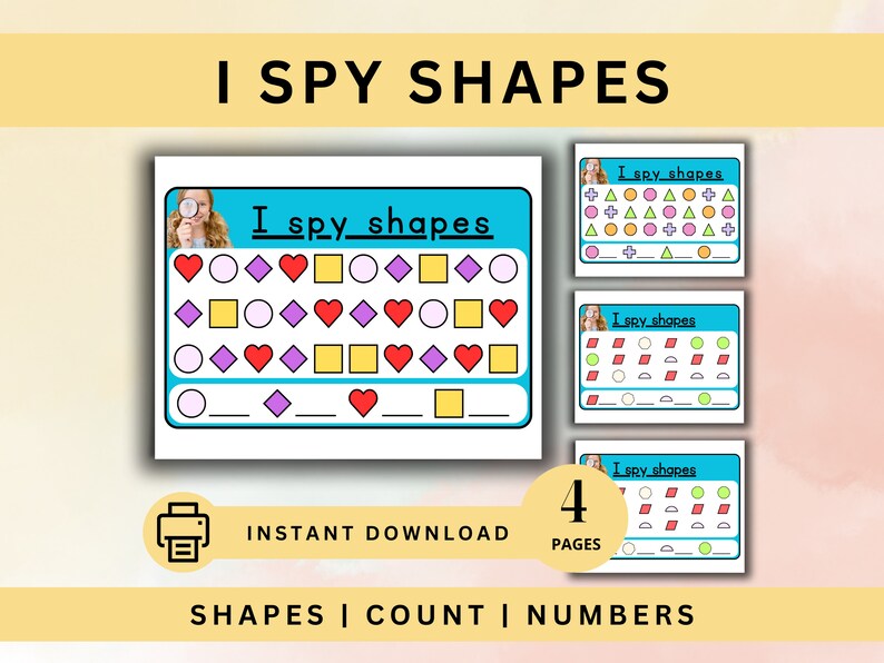 I Spy Game | Pre-k KDG Worksheet | Learn Shapes Printable | I Spy Kids ...
