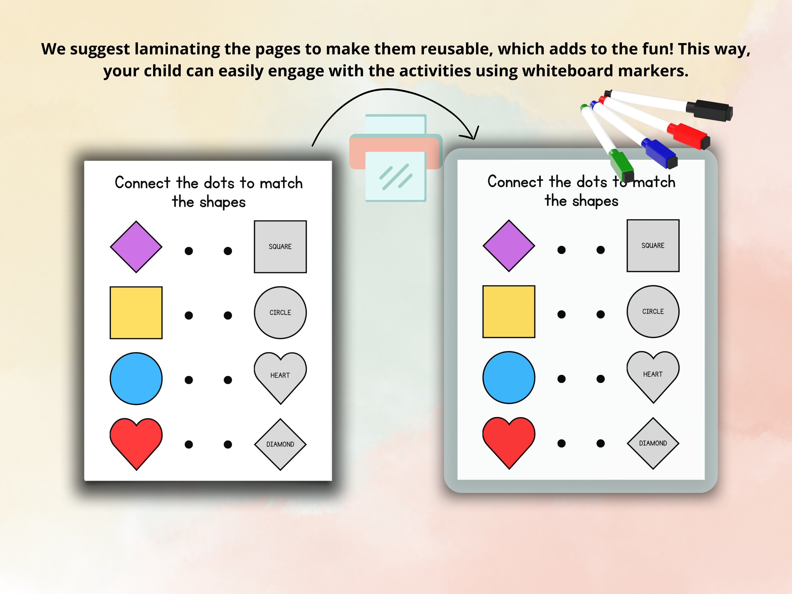 Shape Matching Worksheet Preschool Shapes Shapes Activity - Etsy