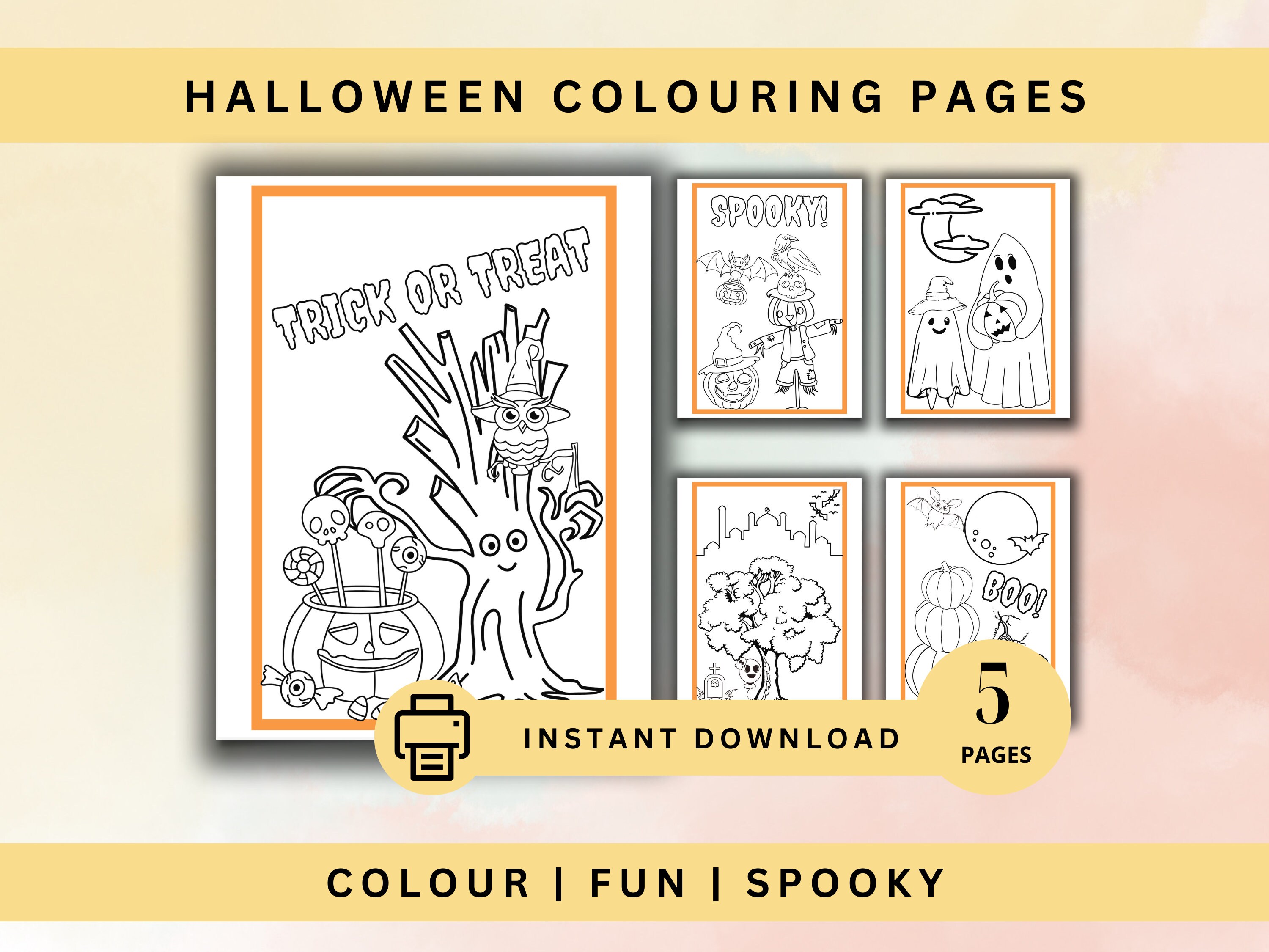Halloween Coloring Printable Coloring Pages Printable Pdf - Etsy