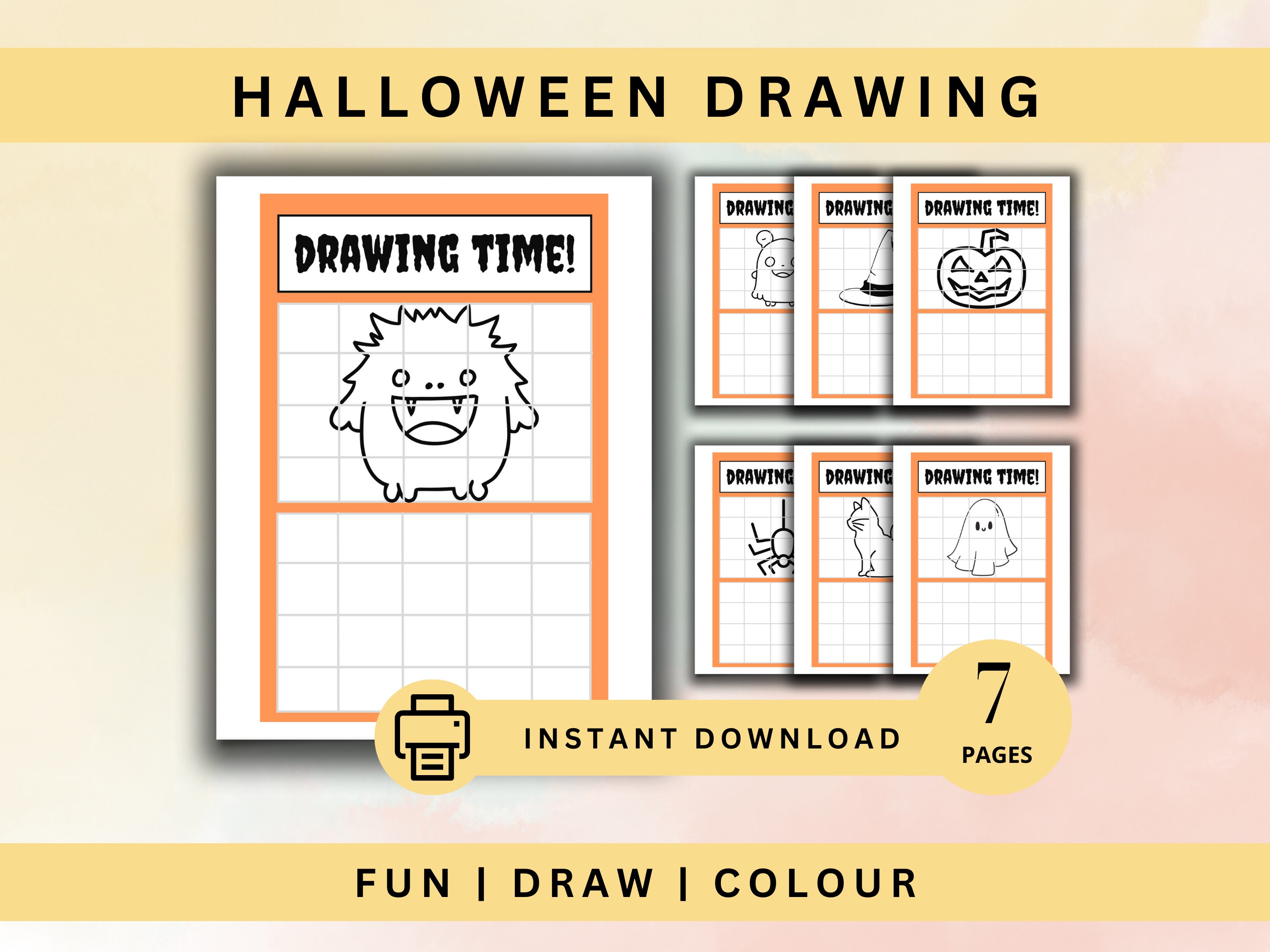 How to Draw for Kids Kids Learn to Draw Halloween Drawing - Etsy