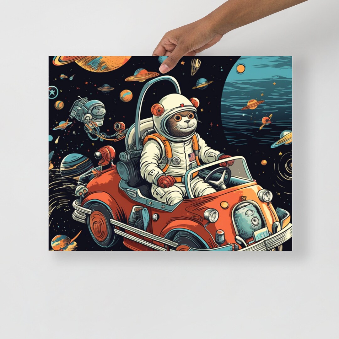 Space Animals Poster for Kids Room - Playroom Art - Etsy