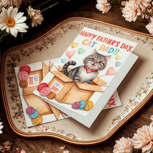 Cat-themed Printable Father's Day Card, Sweet Kitten Card, Instant ...