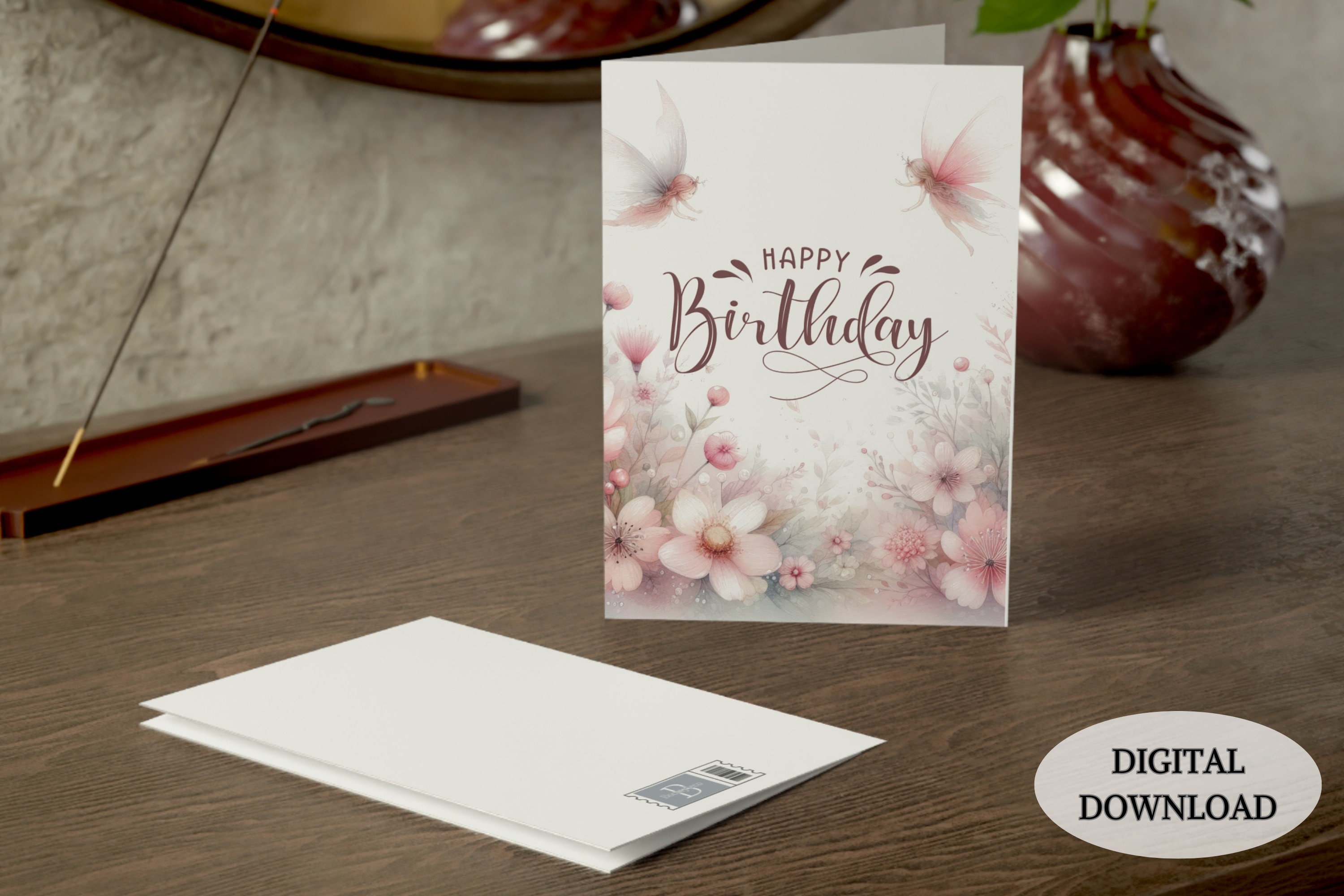 Fairy Garden Birthday Card, Printable Greeting Card, Instant Download ...