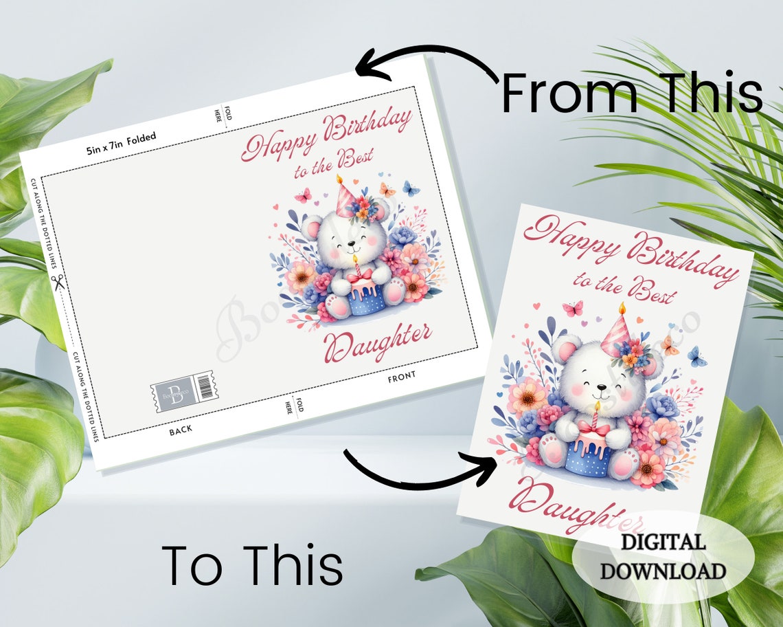 Cute Happy Birthday Card, Printable Greeting Card, Instant Download ...